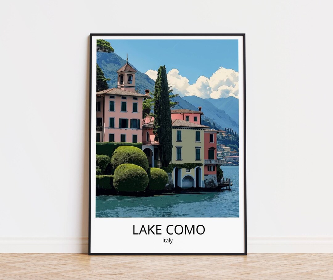 Lake Como, Travel Poster Lake Como, Art Print Lake Como, Travel Poster ...