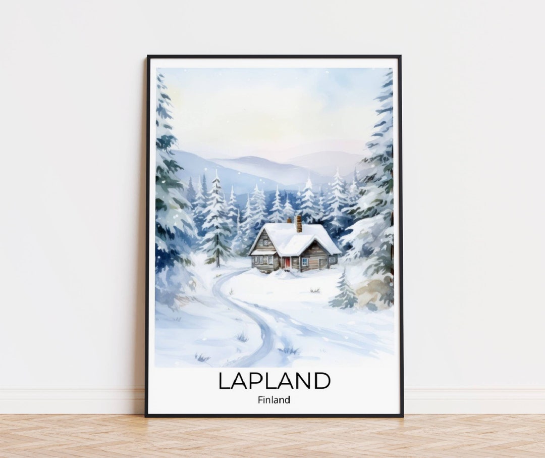 LAPPLAND in Winter Watercolor Travel Poster Lapland Poster Wall Art ...