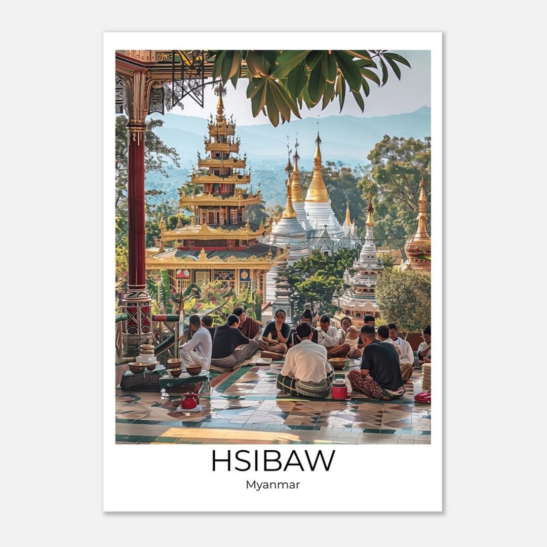 HSIBAW Myanmar Travel Poster Myanmar Myanmar Wall Art Travel Print ...