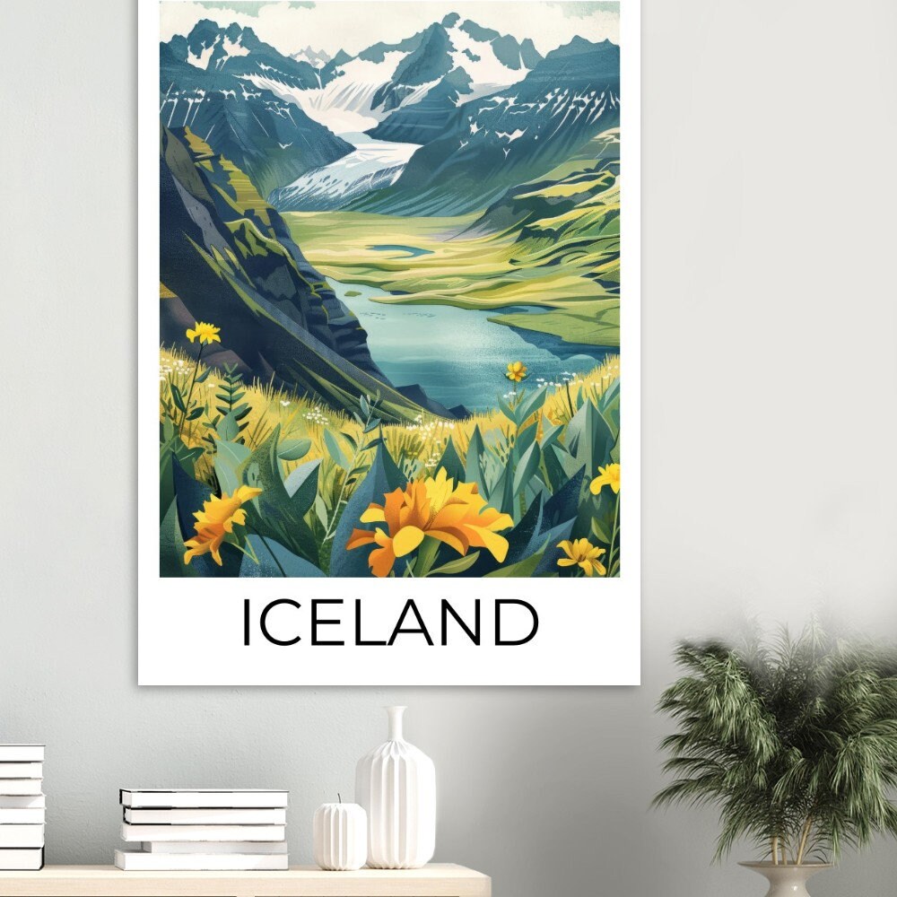 Iceland in Spring | Travel Poster Iceland | Wall Art Iceland Blue ...