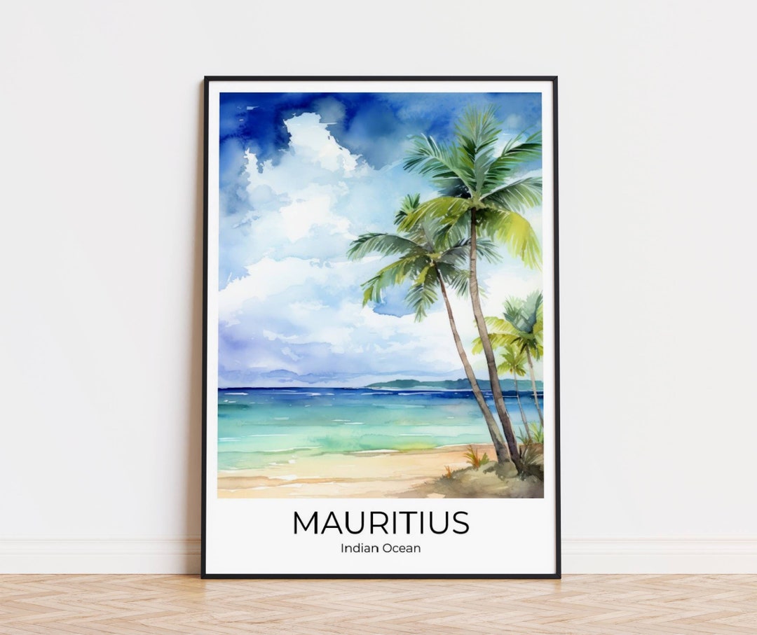 MAURITIUS Watercolor Travel Poster Mauritius Travel Print Mauritius ...