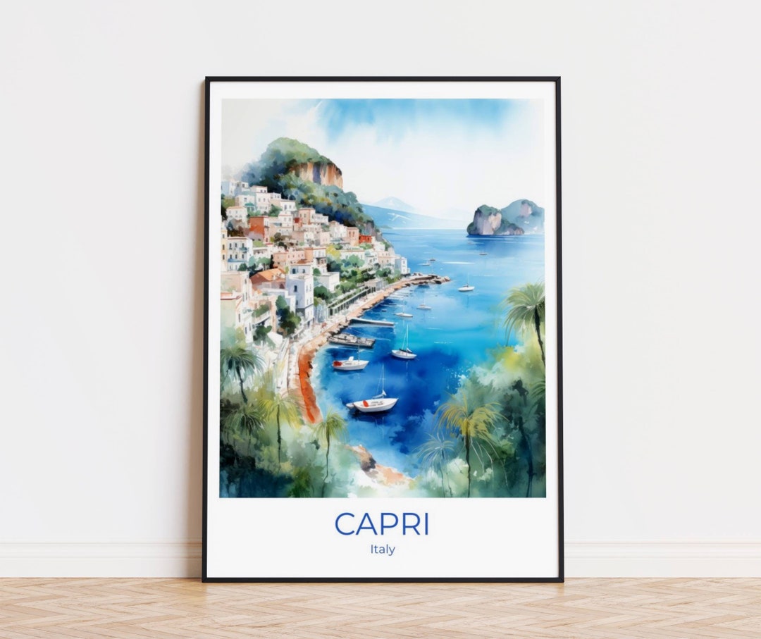 CAPRI Italy Travel Poster, Italy Gift, Capri Travel Poster, Watercolor ...