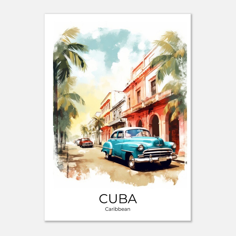 Cuba Travel Poster Cuba Poster Wall Havana Poster Caribbean Vintage ...