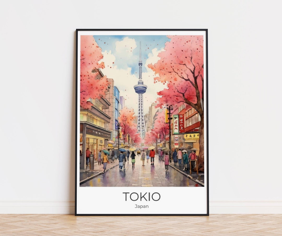 TOKYO Japan Travel Poster Watercolor, Japan Souvenir, Tokyo Gift, Tokyo ...