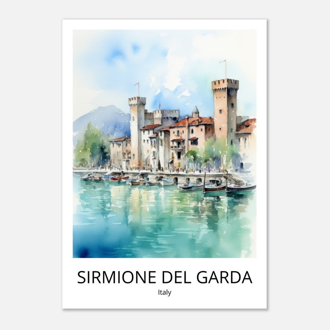 Sirmione Del Garda Watercolor Travel Poster Lake Garda Artprint Travel ...