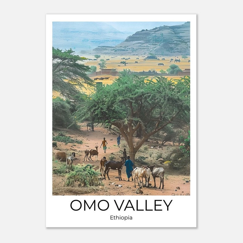 ETHIOPIA Omo Valley - Travel Poster Ethiopia | Wall Art Ethiopia ...