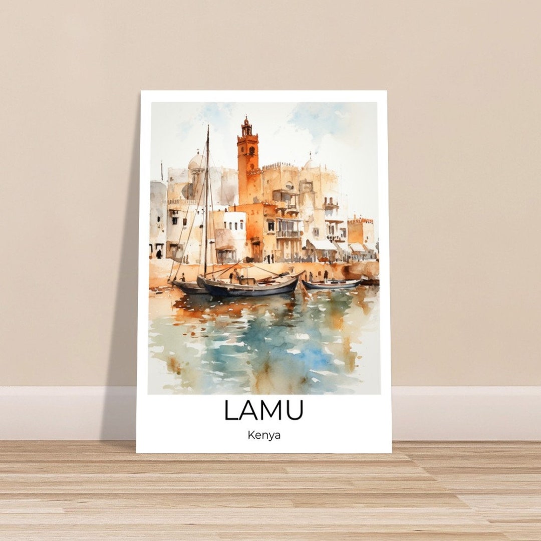 Lamu Watercolor Travel Poster Lamu Wall Art Africa Travel Print Lamu ...