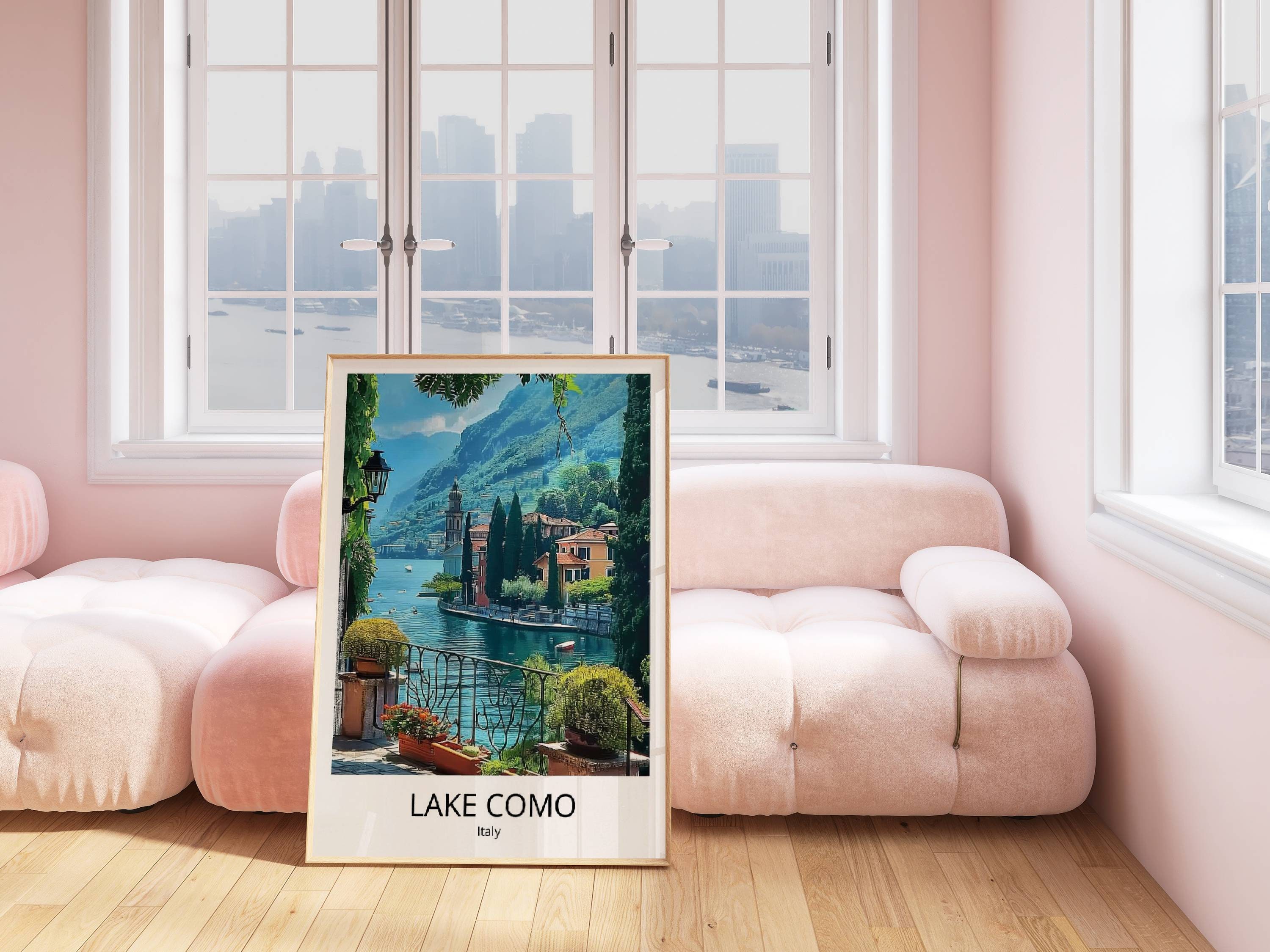 Lake Como, Travel Poster Lake Como, Art Print Lake Como, Travel Poster ...