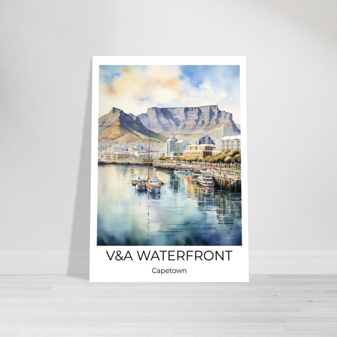 V&A Waterfront Watercolor Travel Poster Cape Town Wall Art Cape Town ...