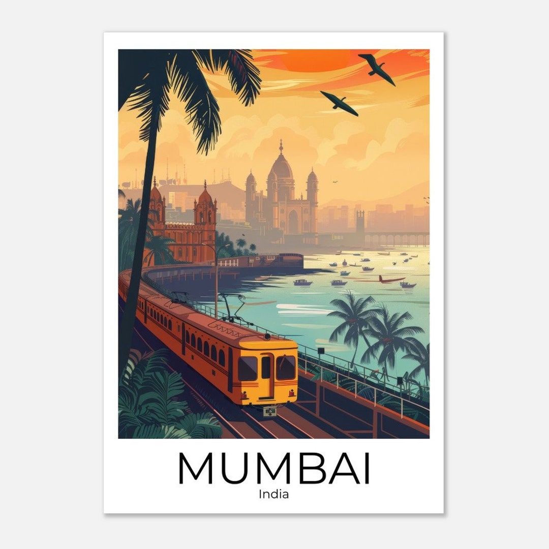 MUMBAI India Travel Poster - Mumbai Travel Print - India Poster - Wall ...