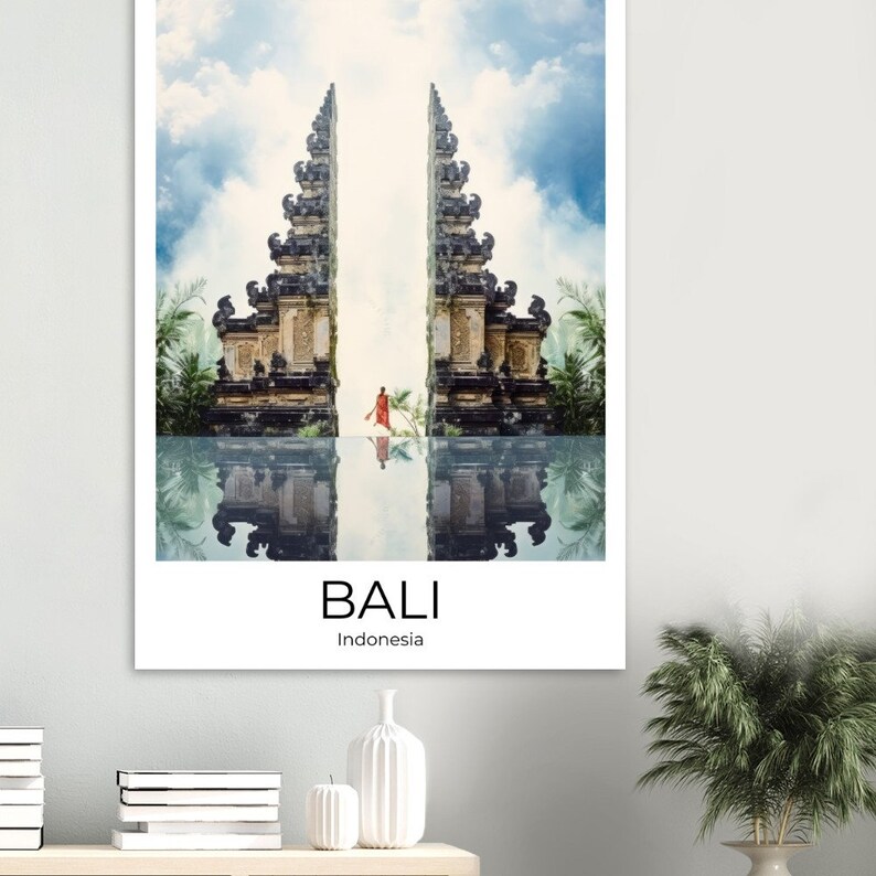 BALI INDONESIA Watercolor Travel Poster Gates of Heaven Wall Art Bali ...