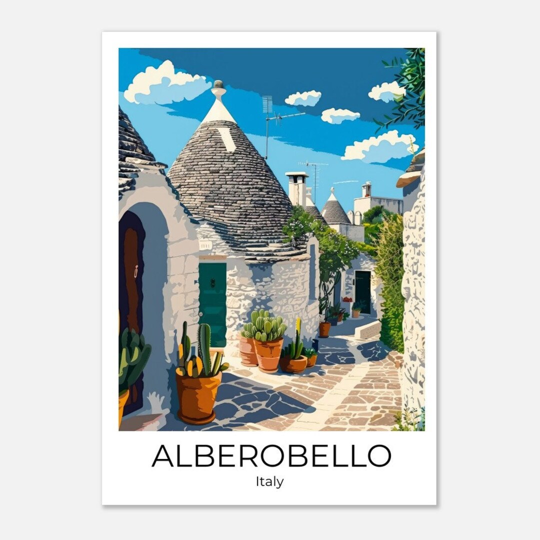 ALBEROBELLO Apulia Italy, Travel Poster Italy, Travel Print Alberobello ...