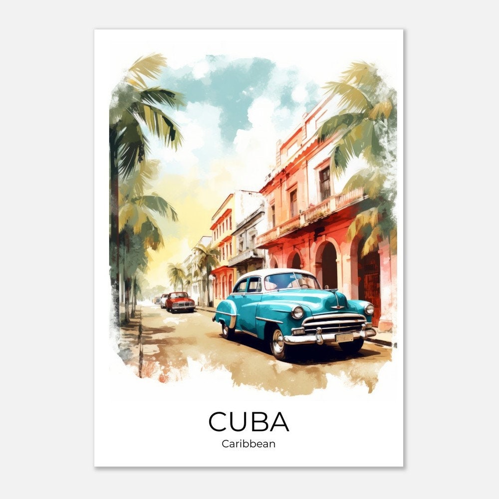 Cuba Travel Poster Cuba Poster Wall Havana Poster Caribbean Vintage ...