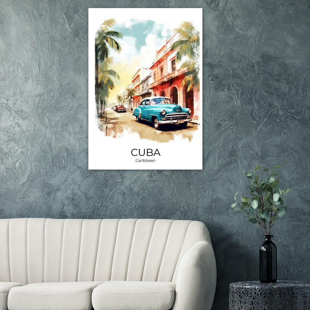 Cuba Travel Poster Cuba Poster Wall Havana Poster Caribbean Vintage ...