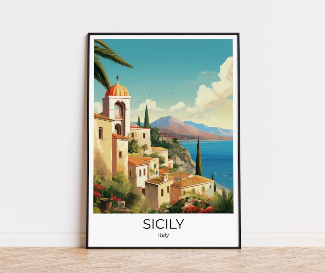 Sicily Travel Poster, Italy Landscape Art, Home Decor Wall Art, Gift ...