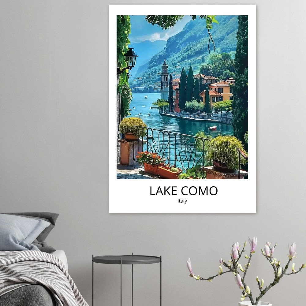 Lake Como, Travel Poster Lake Como, Art Print Lake Como, Travel Poster ...