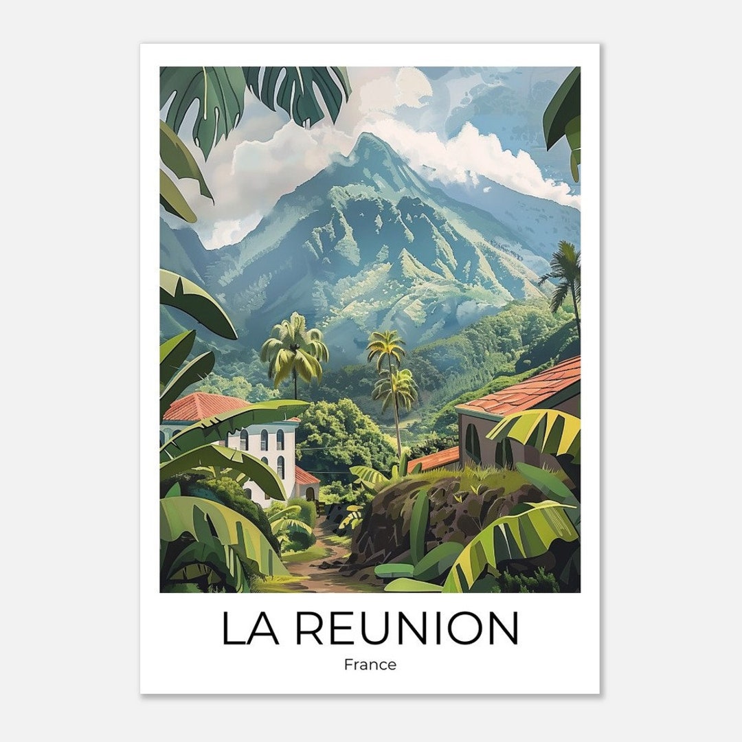 LA REUNION Watercolor Travel Poster Reunion Travel Print La Reunion ...