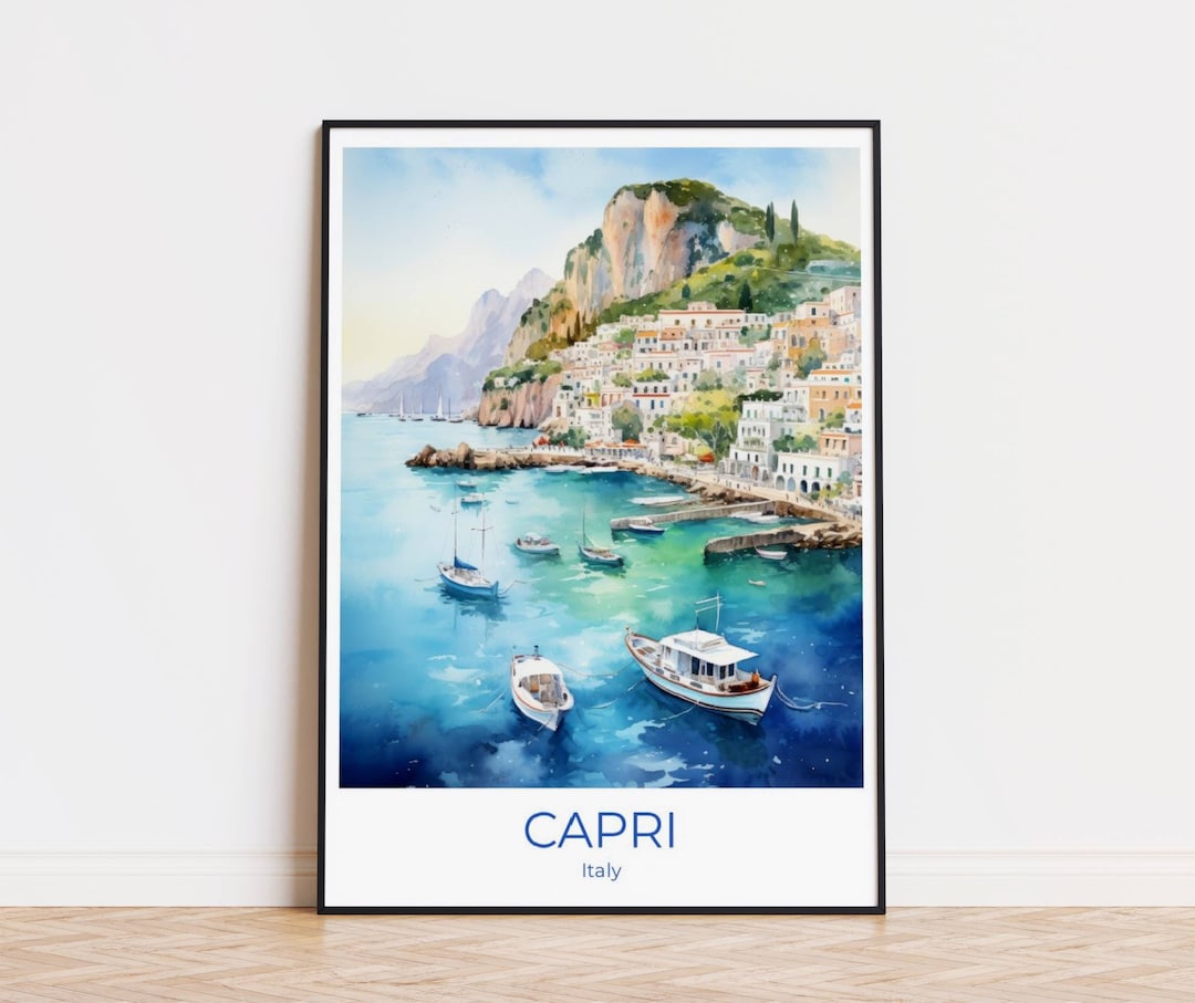 CAPRI Italy Travel Poster, Italy Gift, Capri Travel Poster, Watercolor ...