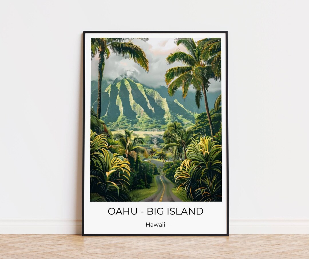 OAHU BIG ISLAND Hawaii, Travel Poster Hawaii, Globetrotter Gift, Oahu ...