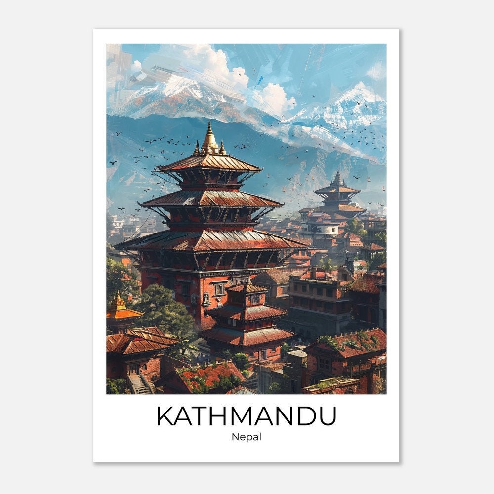 KATHMANDU Travel Poster Nepal Travel Poster Nepal Wallart Nepal ...