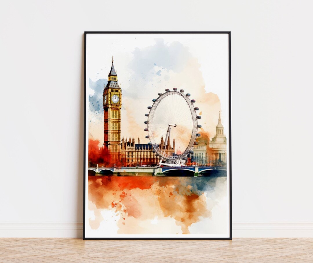 LONDON - London Eye Travel Poster Artprint London Travel Poster London ...