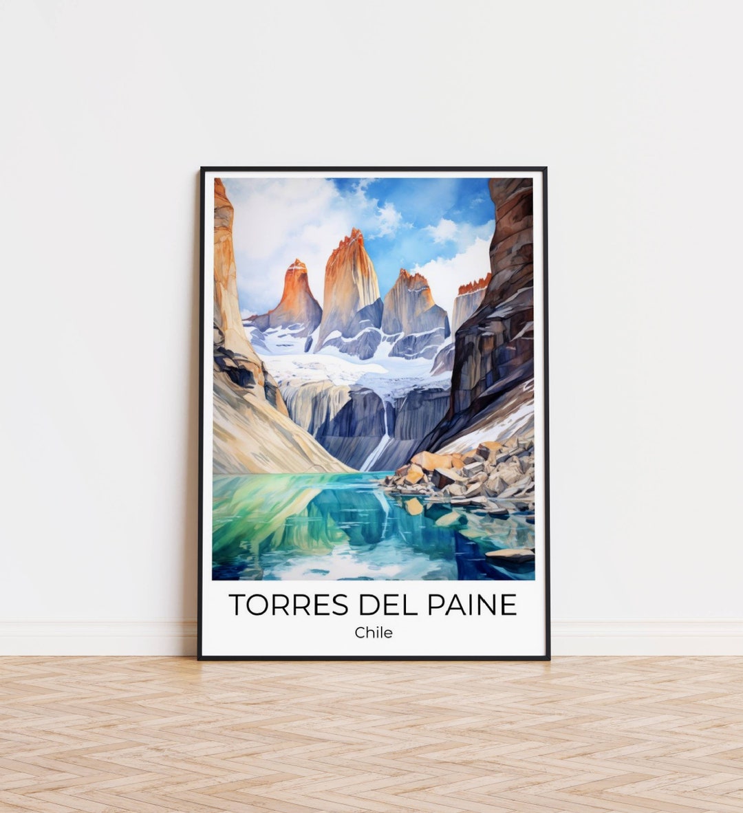 Torres Del Paine Travel Poster - Watercolor Travel Poster Torres Del ...