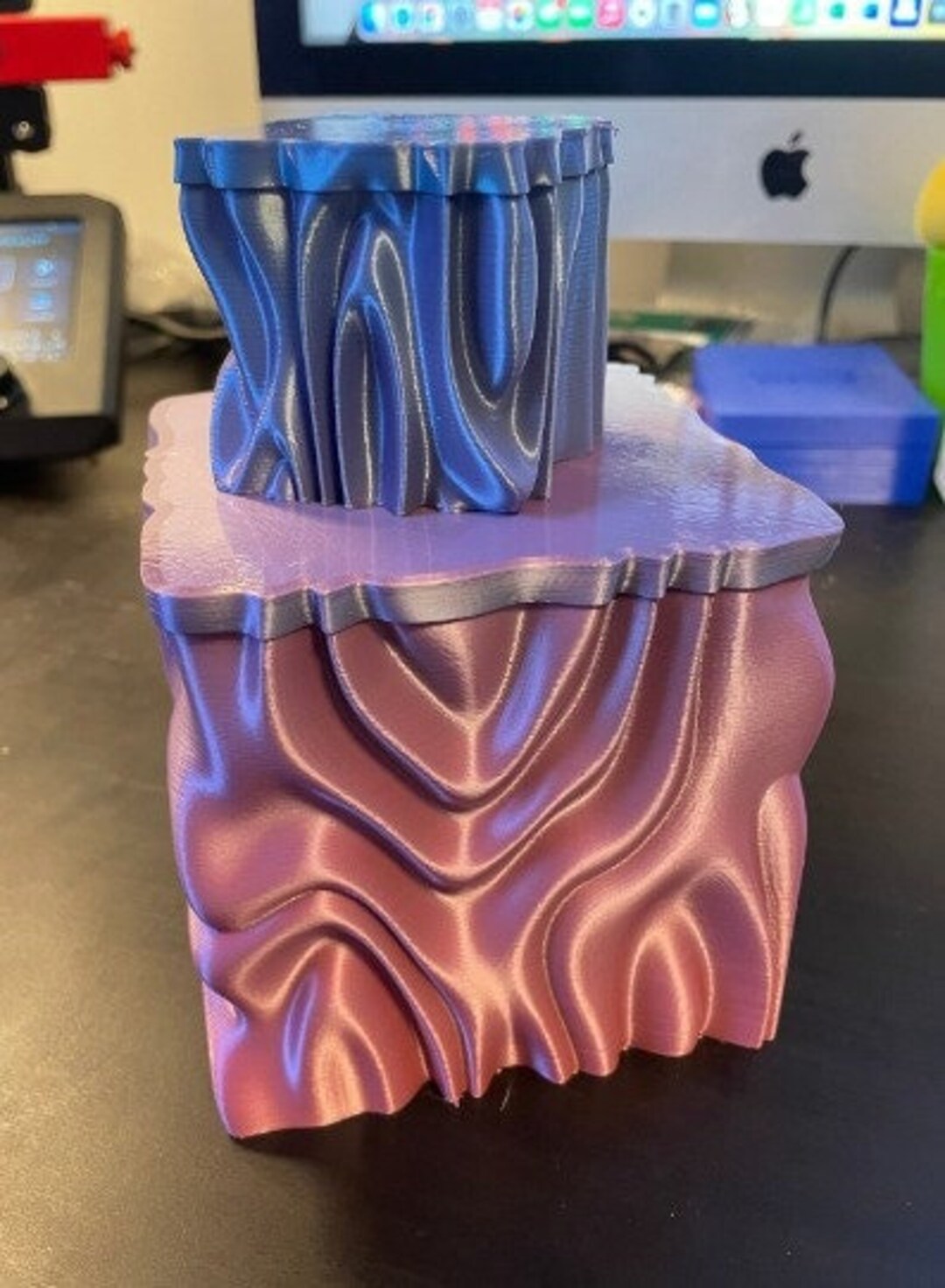 Artistic Fabric Wave Container Box With Lid for Desk Décor and Storage ...