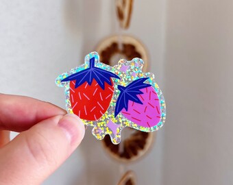 Glitter Strawberry Sticker - Etsy