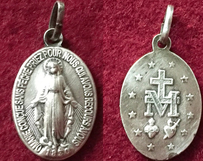 Vintage French Virgin Mary Catholic Religious Pendant, Mary Protection ...