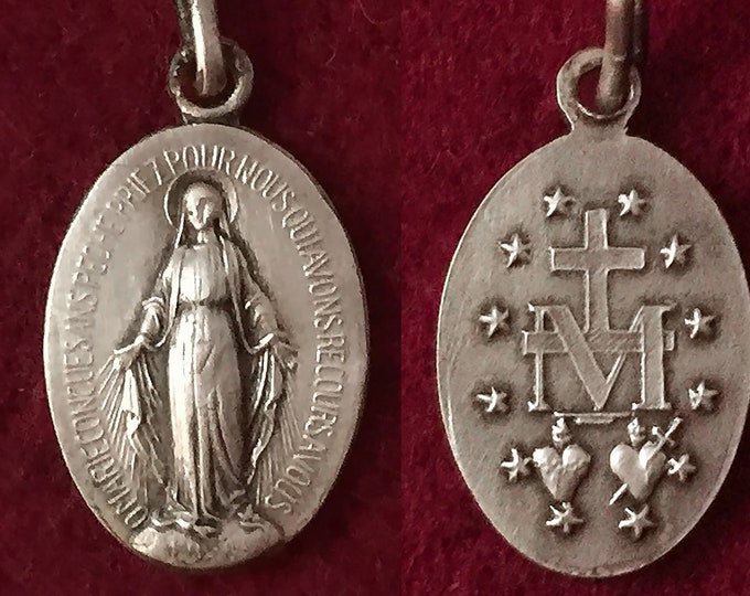 Antique French Miraculous Medal, Mary Protection Catholic Religious ...