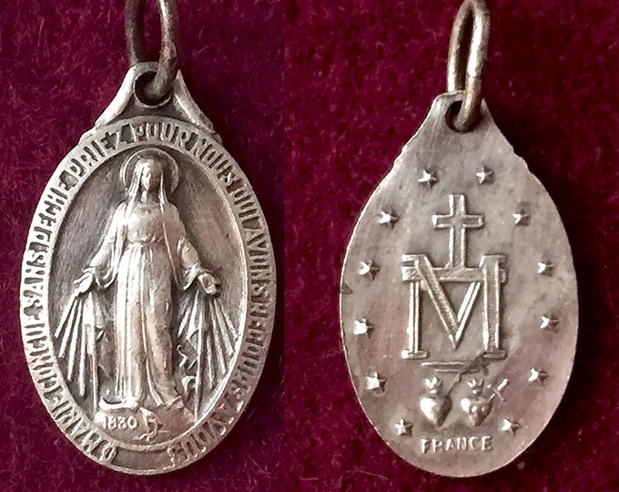 Vintage French Virgin Mary Catholic Religious Pendant, Mary Protection ...
