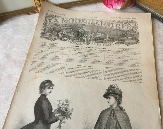 1886 Antique French Victorian Edwardian Fashion Journal, Paris Fashion ...