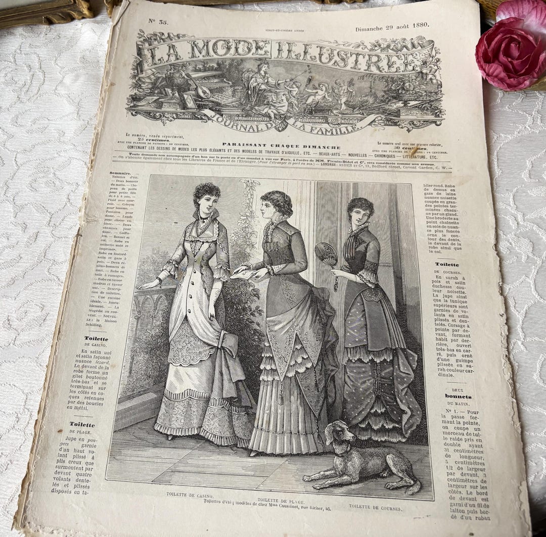 1880 Antique French Victorian Fashion Journal for Women, "mode ...