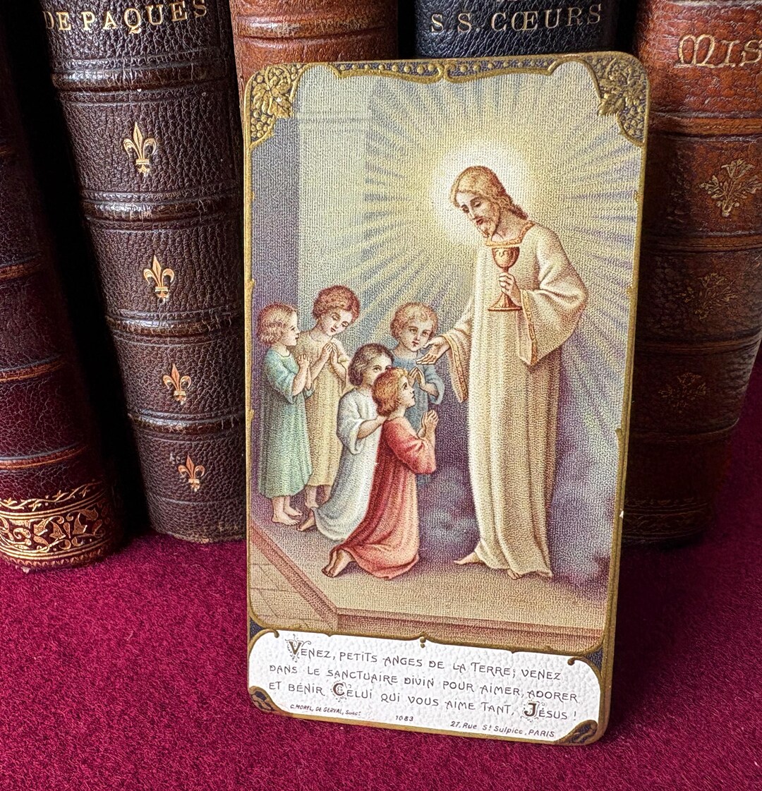 Antique French Holy Card Communion, Vintage Catholic Religious Card ...