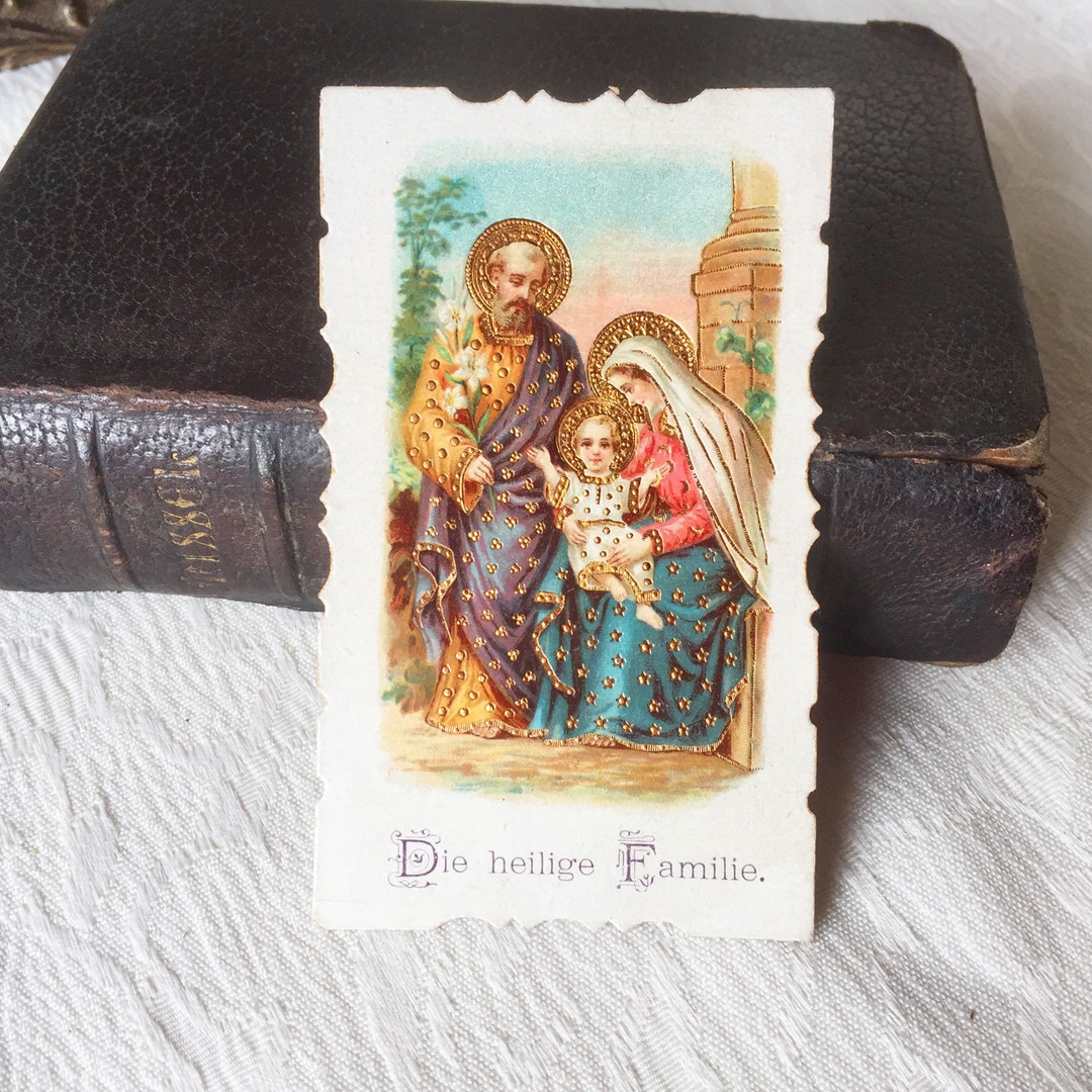 Vintage Nativity Religious Card in German, Holy Family Catholic Card ...