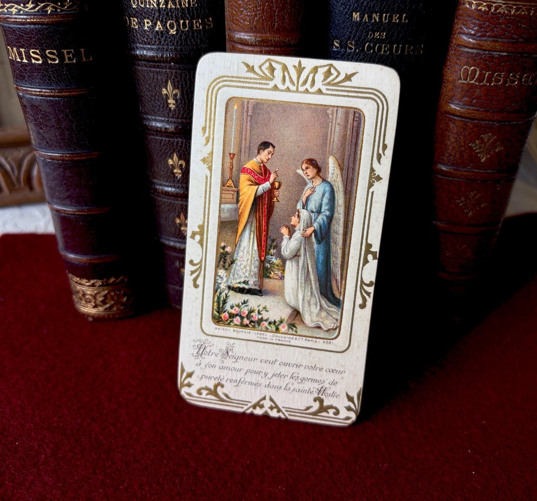 Antique French Jesus Holy Card, Communion Catholic Collectible Image ...