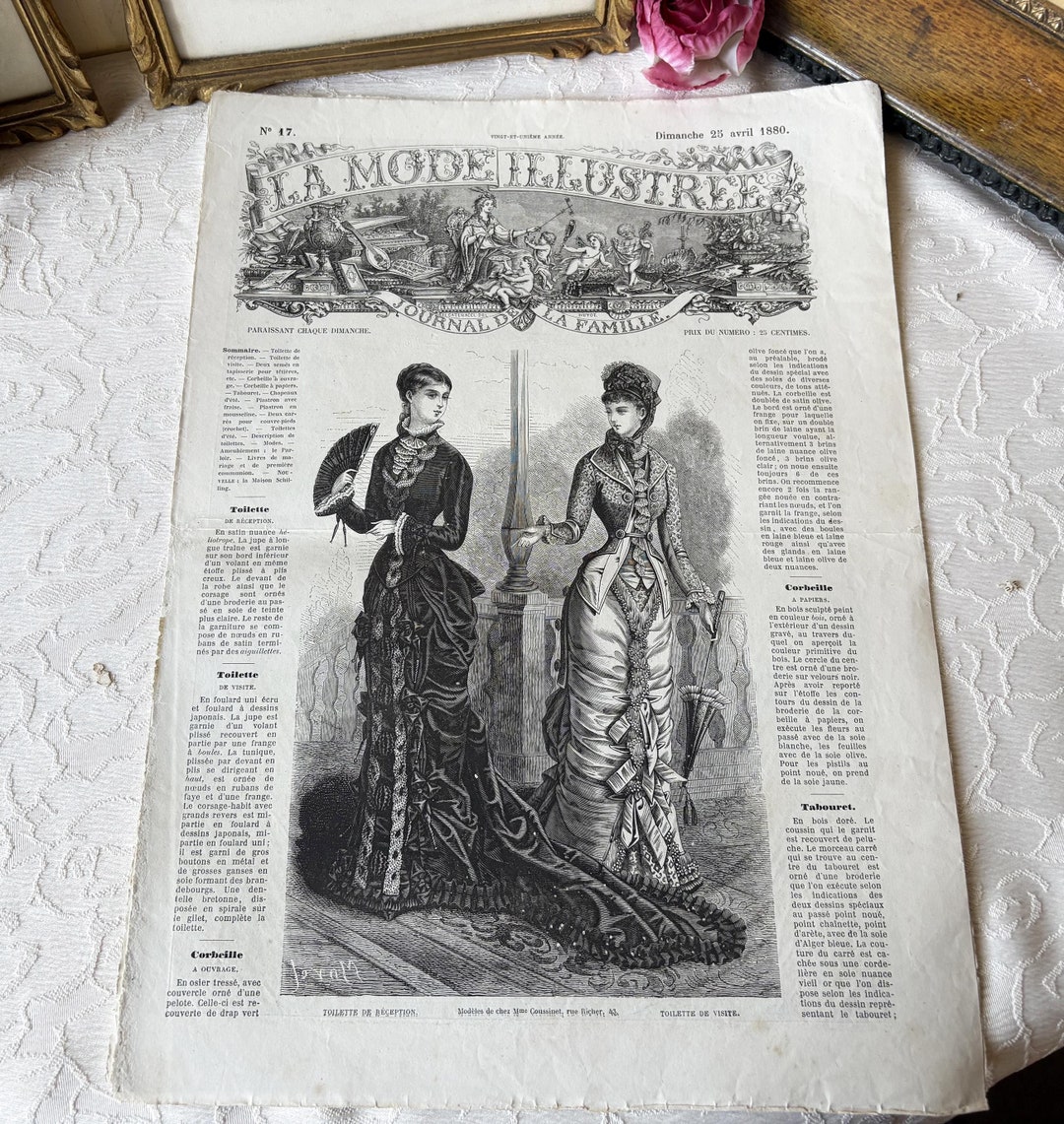 1880 Antique French Paris Fashion Journal "la Mode Illustree ...