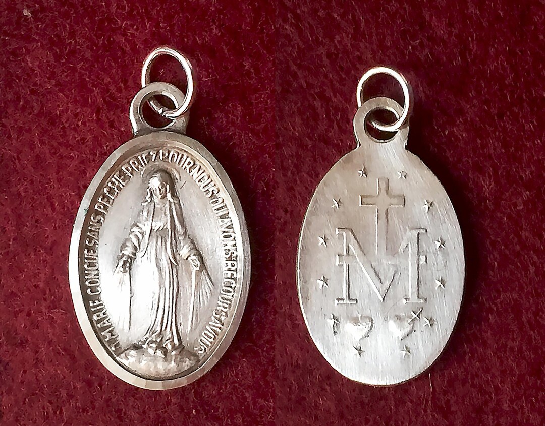 Vintage French Virgin Mary Catholic Religious Pendant, Mary Protection ...