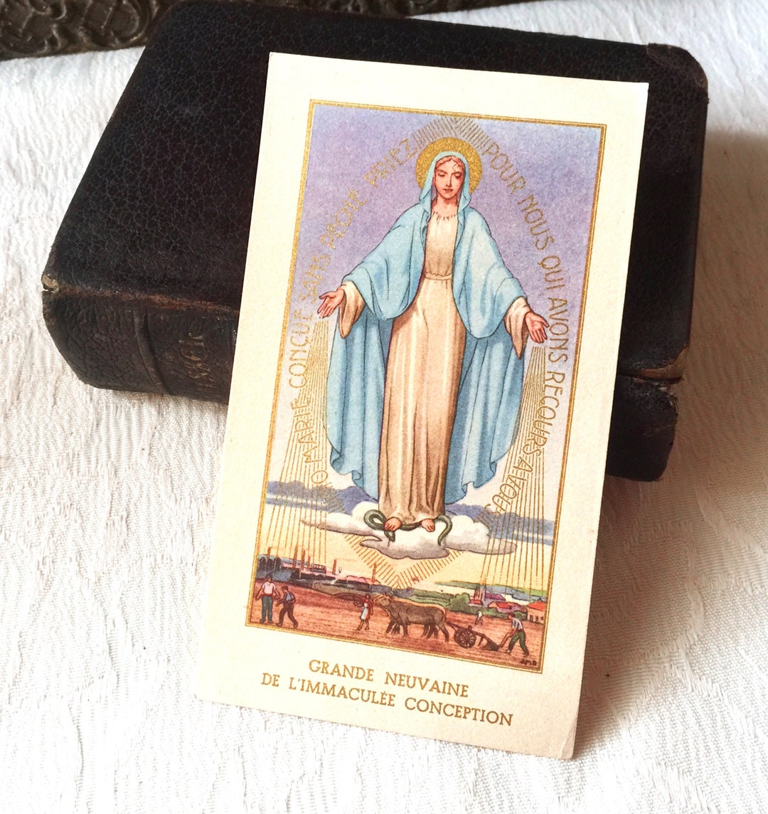 Vintage French Virgin Mary Holy Card, Catholic Image W Immaculate ...