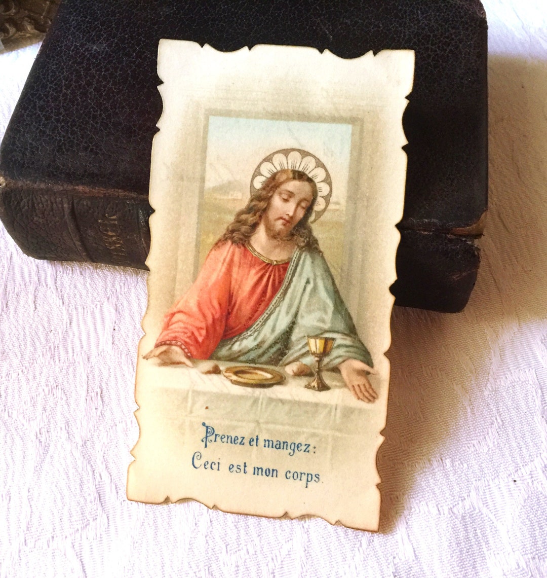 Antique French Jesus Holy Card Communion, Catholic Religious Card ...