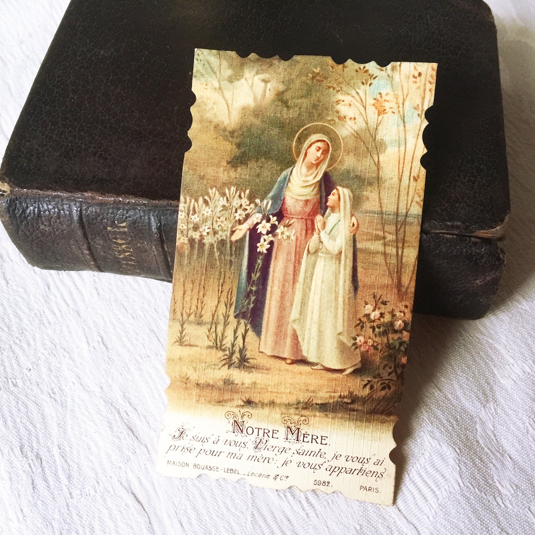 Antique French Virgin Mary Religious Card Communion, Vintage Mary "our ...