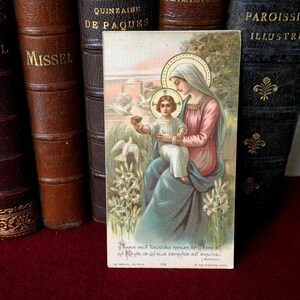 Vintage French Virgin Mary Catholic Card With Jesus, Antique Holy Card ...