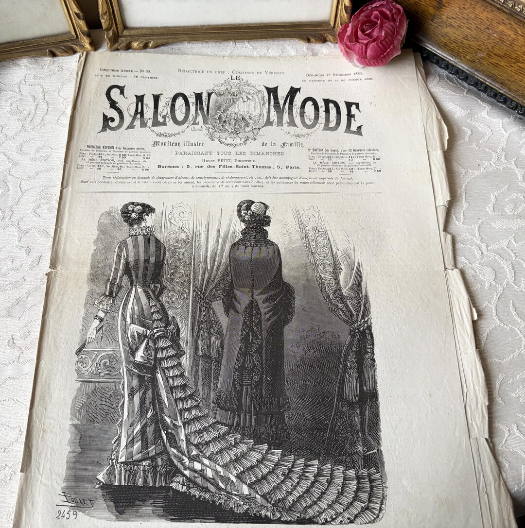 Antique French Fashion Journal, Victorian Costume Magazine, 1880 Le ...