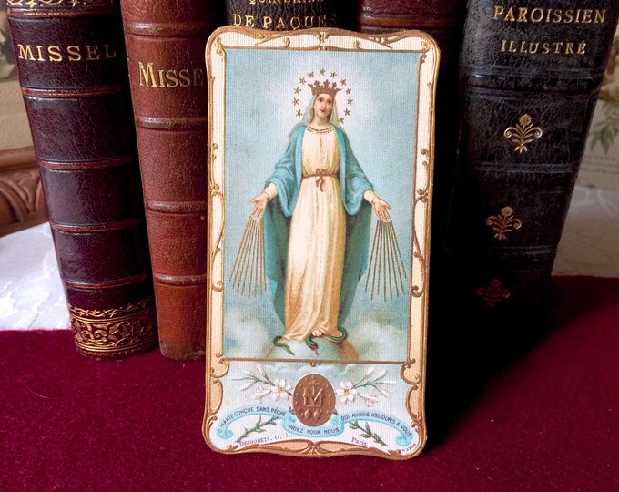 Antique Virgin Mary Holy Card, French Catholic Card of Mary Immaculate ...