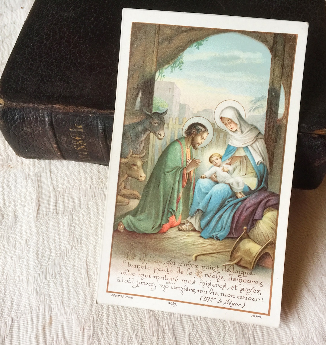 Vintage Nativity Holy Card, Catholic Card of the Holy Family, Jesus ...