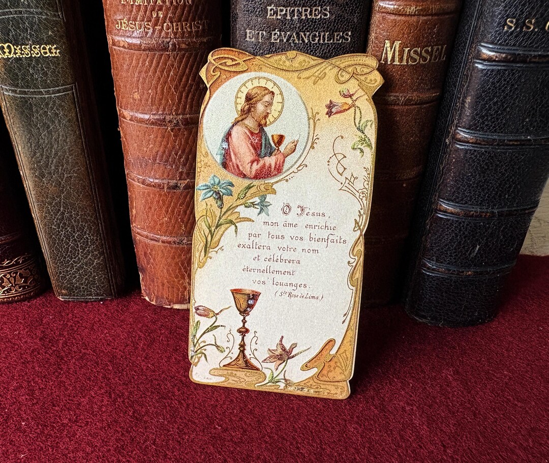 Antique French Jesus Holy Card, Collectible Catholic Image, Communion ...