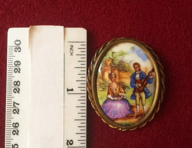 Antique French Limoges Porcelain Brooch Pin Courting Couple - Etsy