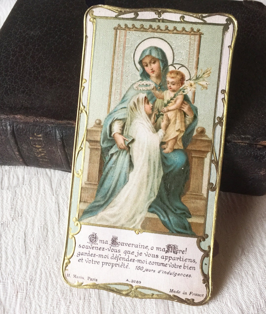 Antique French Mary Holy Card, Vintage Blessed Mother Catholic ...