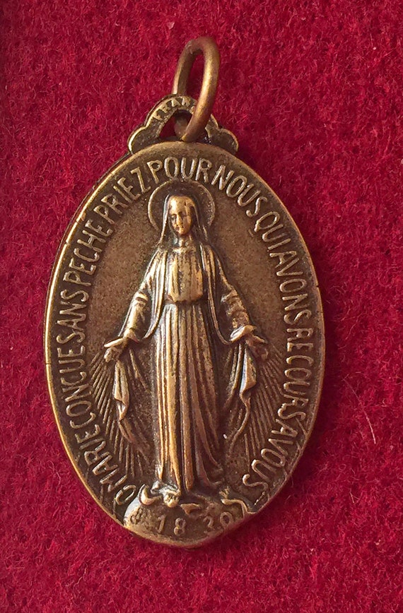 Large Vintage french Mary catholic religious medal, M… - Gem