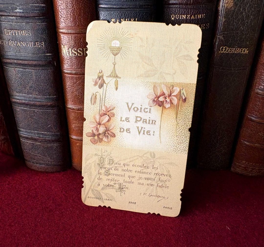 Antique French Holy Card 1904 Communion, Catholic Prayer, Religious ...